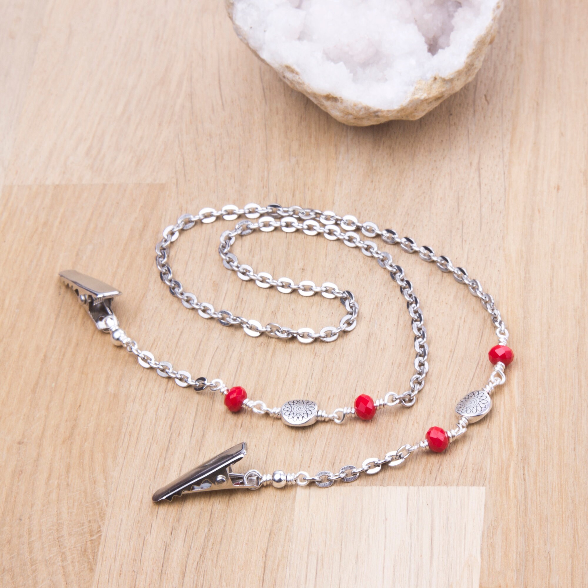 Napkin Clip Chain Red Bead Silver Serviette Clip Napkin - Etsy UK