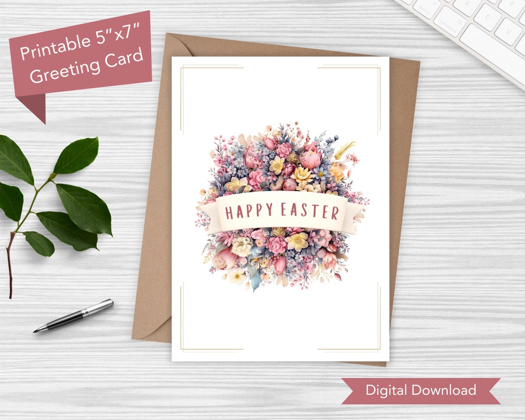 Happy Easter Printable Greeting Card, Print on 8.5”x11” US Letter Size ...