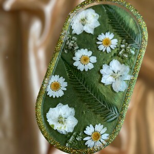 Daisy Trinket Tray, Daisies Floral Resin Tray, Jewelry Tray, Pressed ...