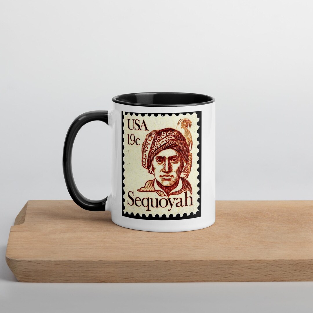 Sequoyah/cherokee Alphabet Stamp Glossy Mug inside Black 3 - Etsy