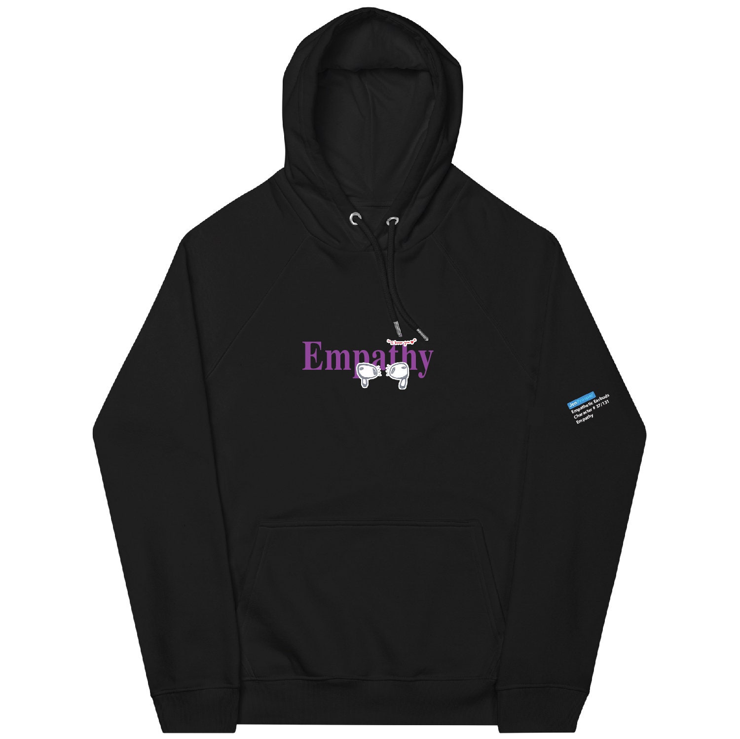 Empathy Hoodie Jet Black Trendy Positive Kindness Inspirational Mental Health Selfhelp Lifestyle ...