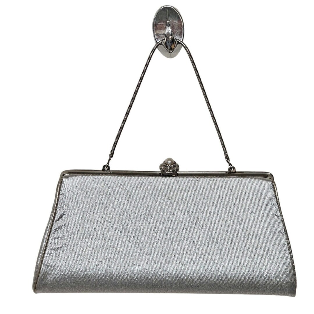 Shiny Metallic Silver Handbag Convertible Clutch Purse Evening Bag 10 X ...