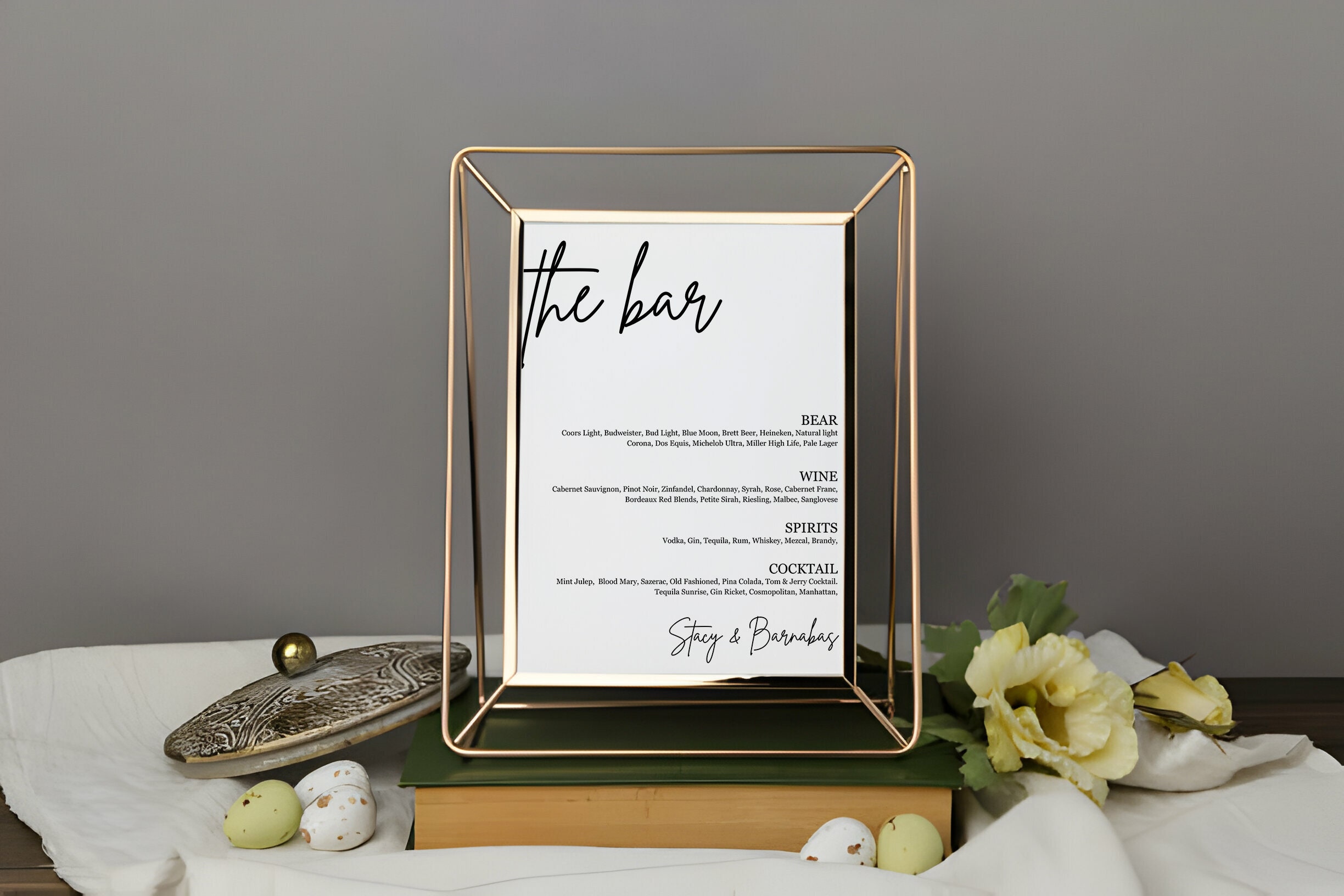 Editable Bar Sign, Modern Drink Menu Template, Minimalist Wedding Bar ...