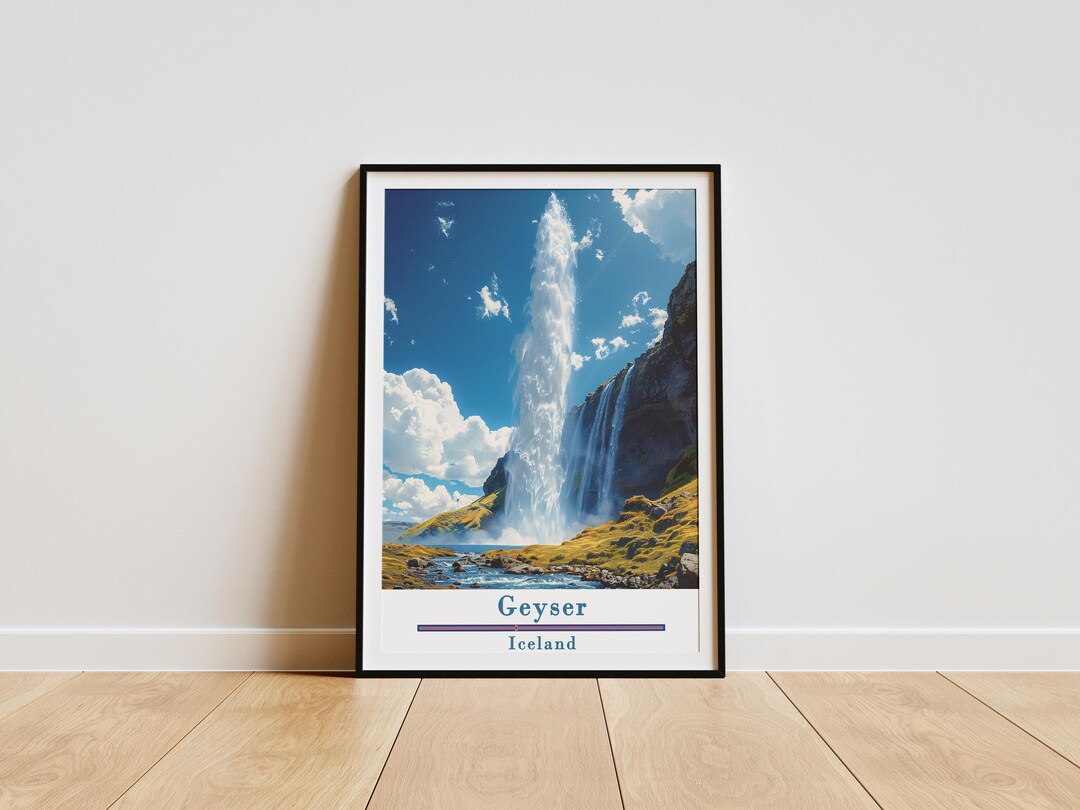 Geyser iceland Travel Poster - Etsy