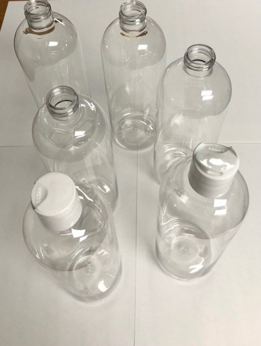 16 Ounce Clear PET Plastic Bullet Bottles With Flip Caps Set of 12 - Etsy