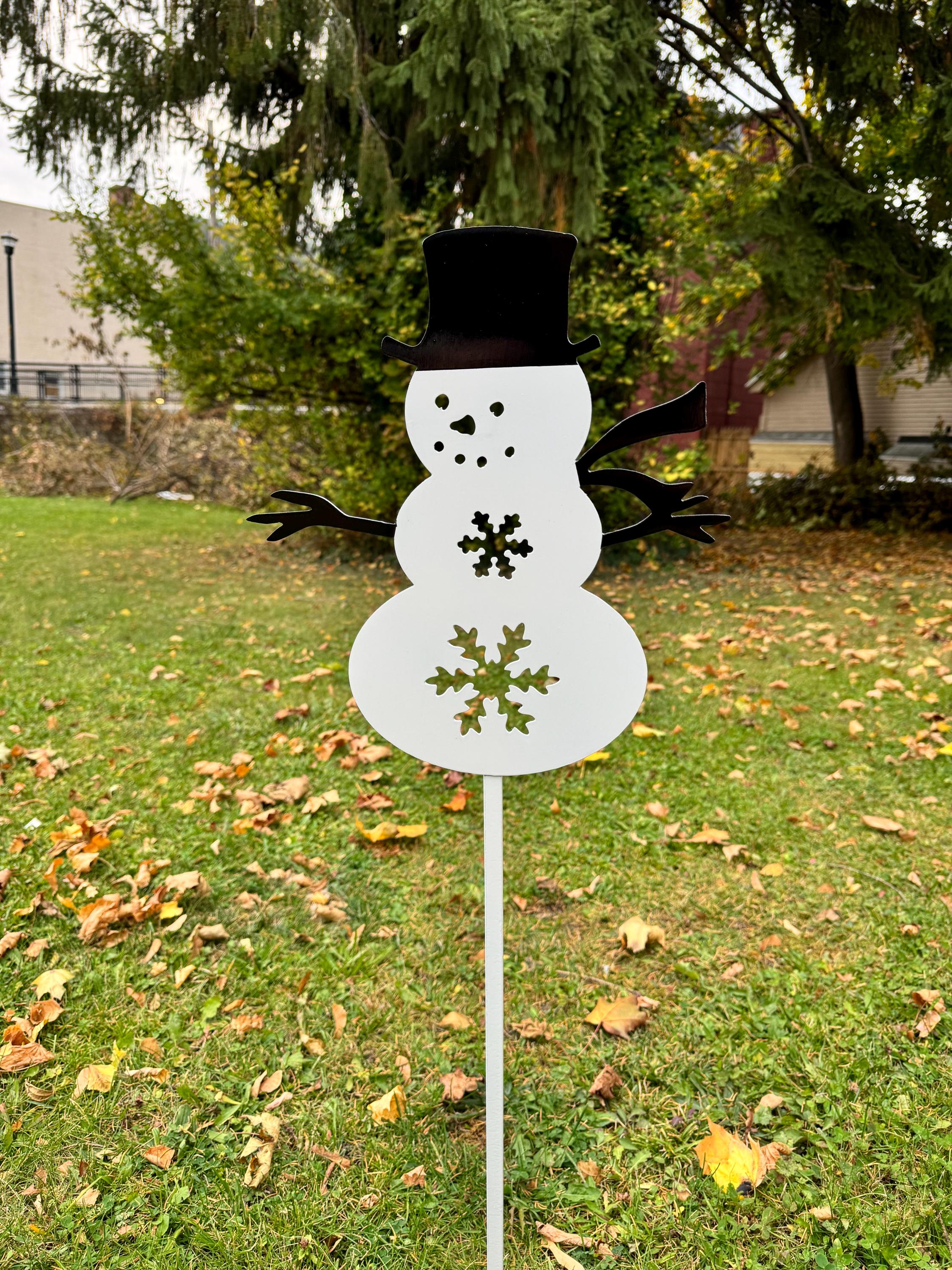 Metal Snowman Garden Art Stake - Etsy