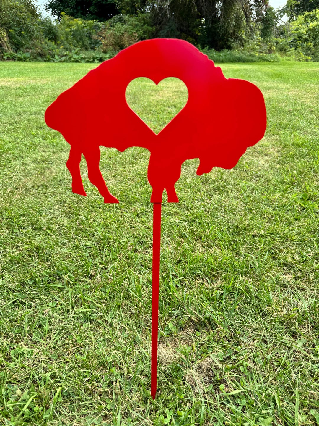 Red Buffalo Heart Garden Stake - Etsy