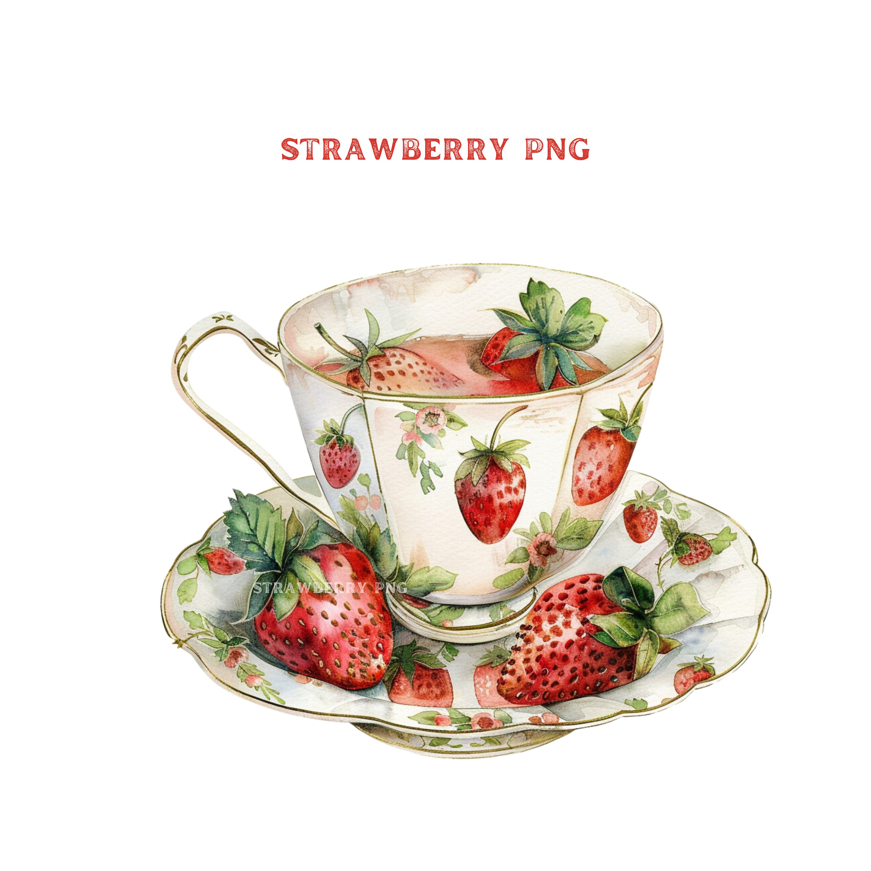 Strawberry PNG Tea Party Clipart, Strawberry Watercolor Berry Fruit ...