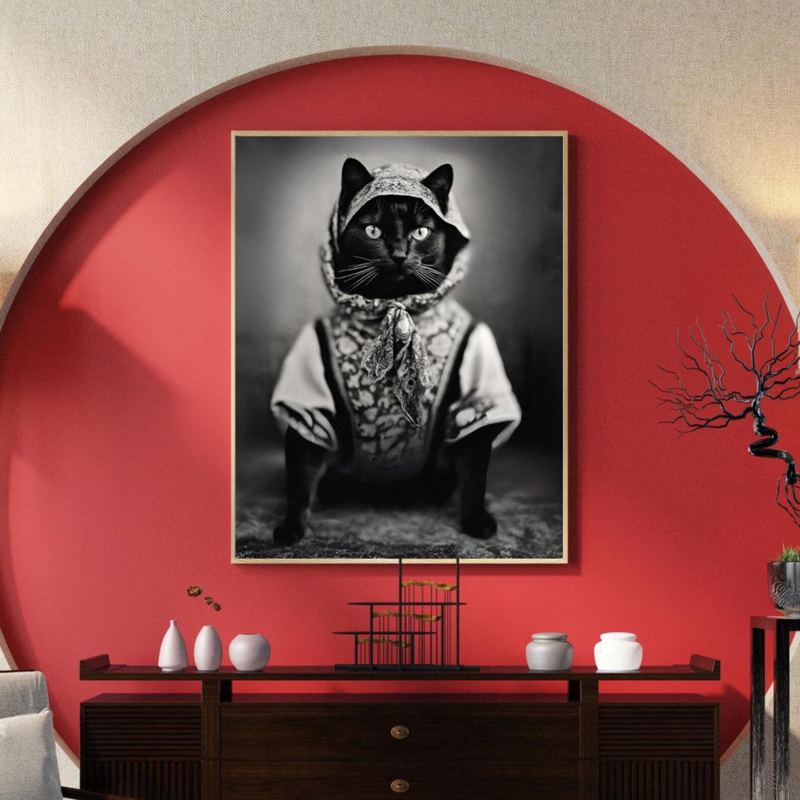 Babushka Cat Wall Art, Cute Photo Print, Animal Digital Poster, Funny ...