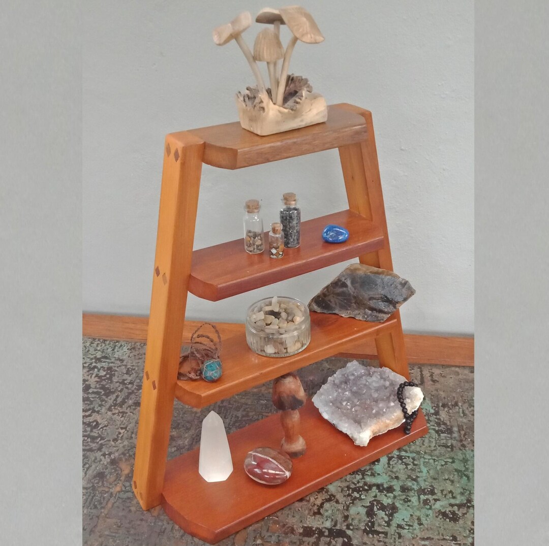 Timber Display Shelf Rock Gems Fossicking Wooden Stand Storage Crystal ...