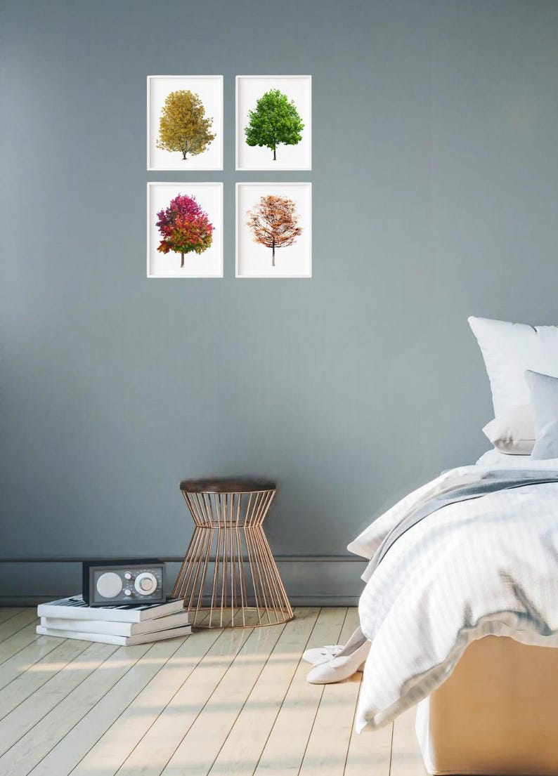 Set of Four Seasons Trees/all the Year Season (spring, Summer, Fall and ...