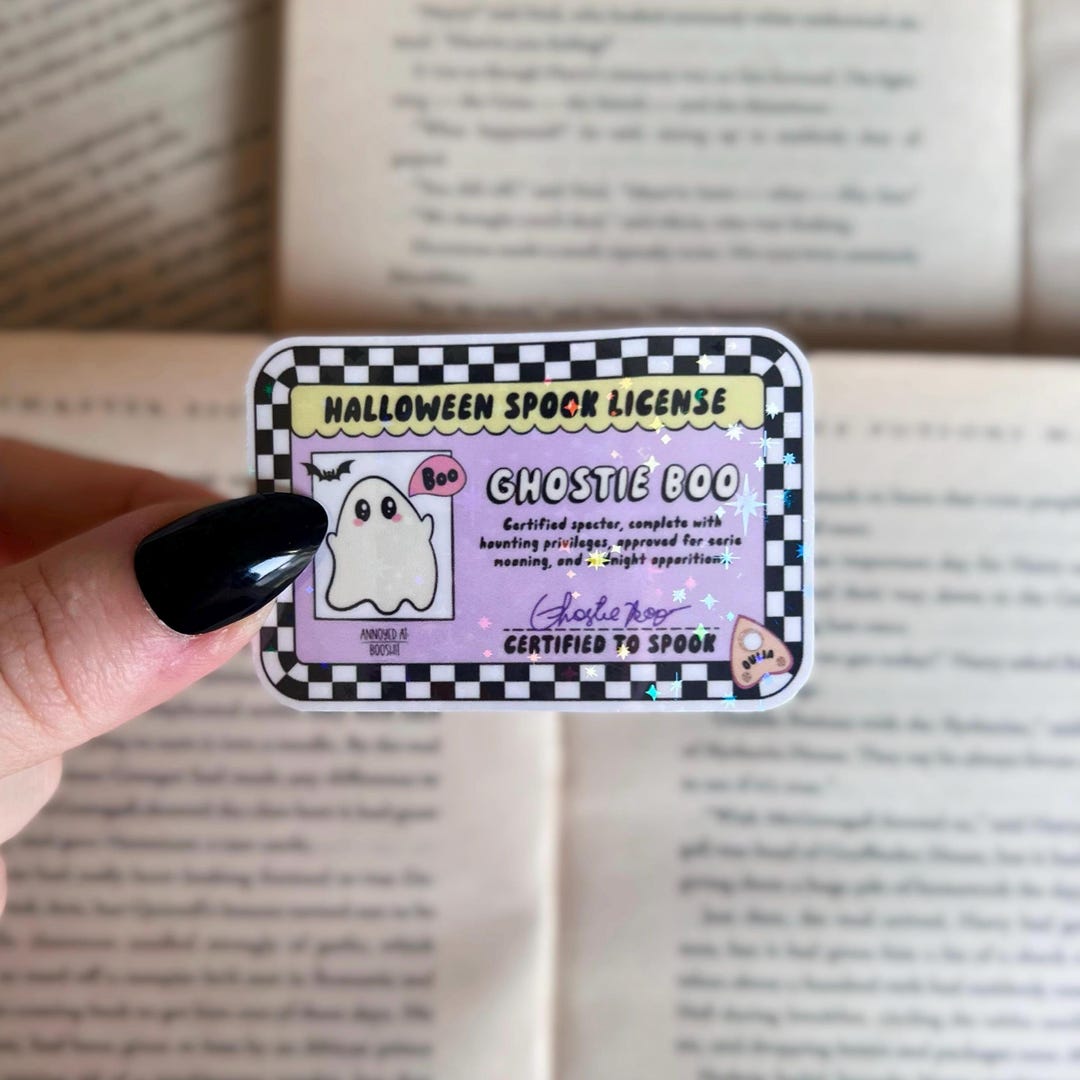 Halloween Sticker | Halloween Spook License, Ghost Holographic Sticker ...