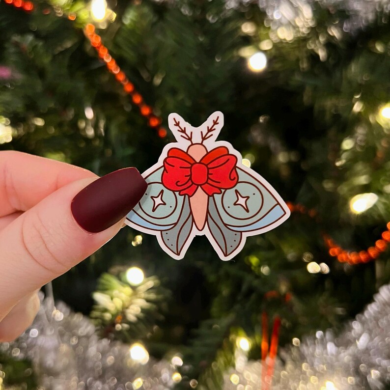 Holiday Sticker | Christmas Moth Sticker | Waterproof Laptop, Kindle ...