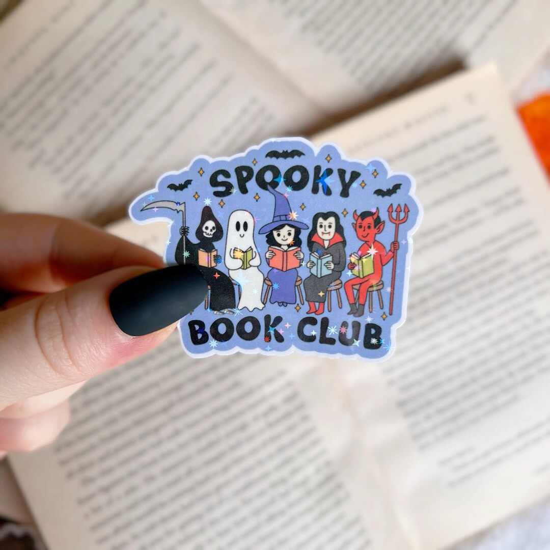 Book Sticker | Spooky Book Club Holographic Sticker | Waterproof Laptop ...