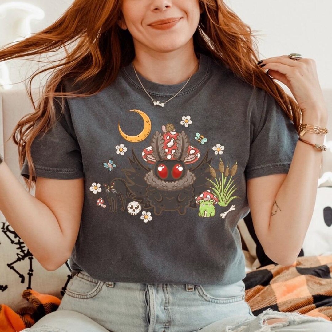 Mothman Comfort Colors Tee | Cottagecore Mothman Oversized Cozy T-shirt ...