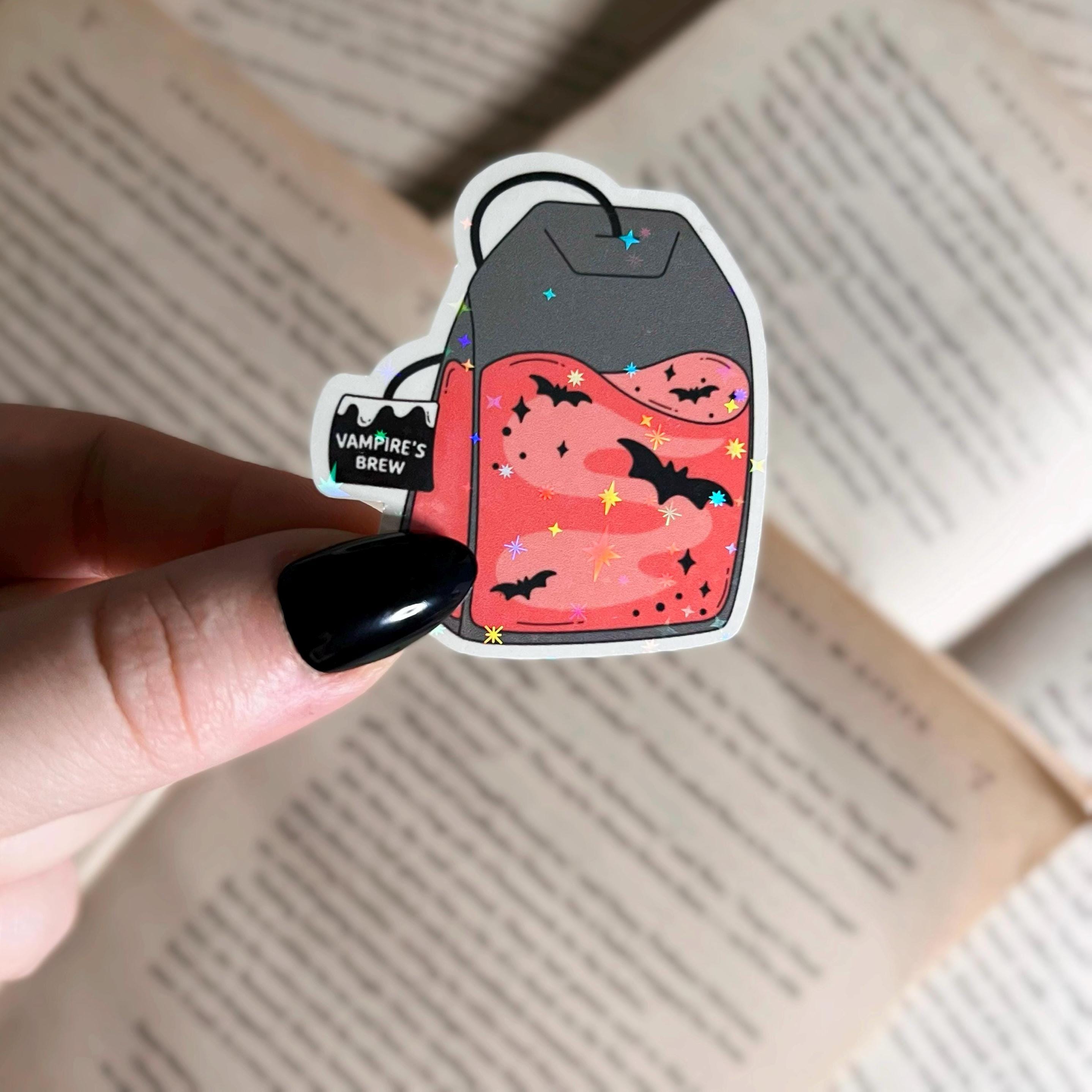 Halloween Sticker | Vampire Brew Tea Bag Holographic Sticker ...