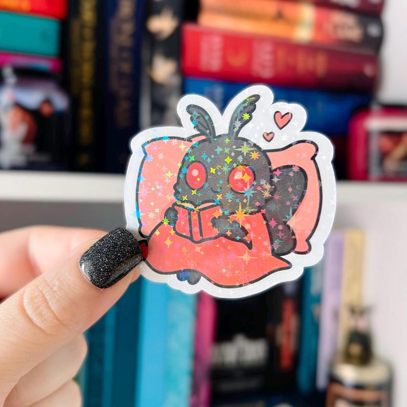 Mothman Sticker | Bookish Mothman Holographic Sticker | Cryptid Kindle ...