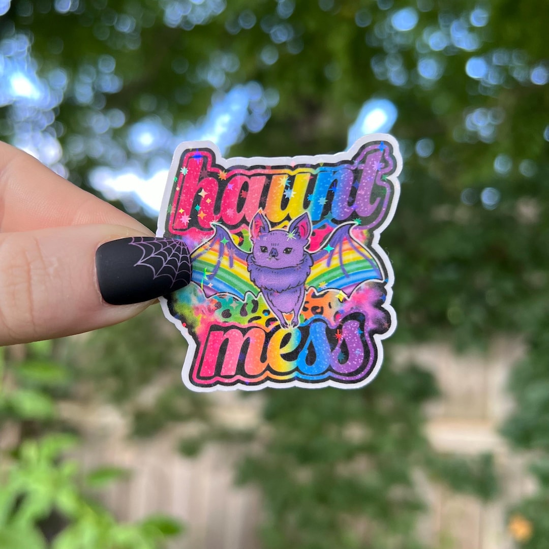 Halloween Sticker | Nostalgic 90s Halloween Rainbow Bat Holographic ...