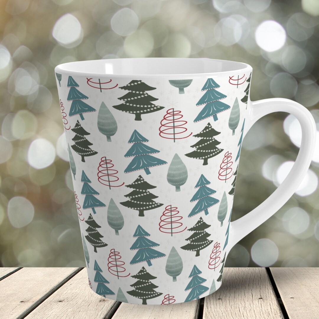 Whimsical Christmas Tree Latte Mug, Festive Holiday Cup, Gift for ...