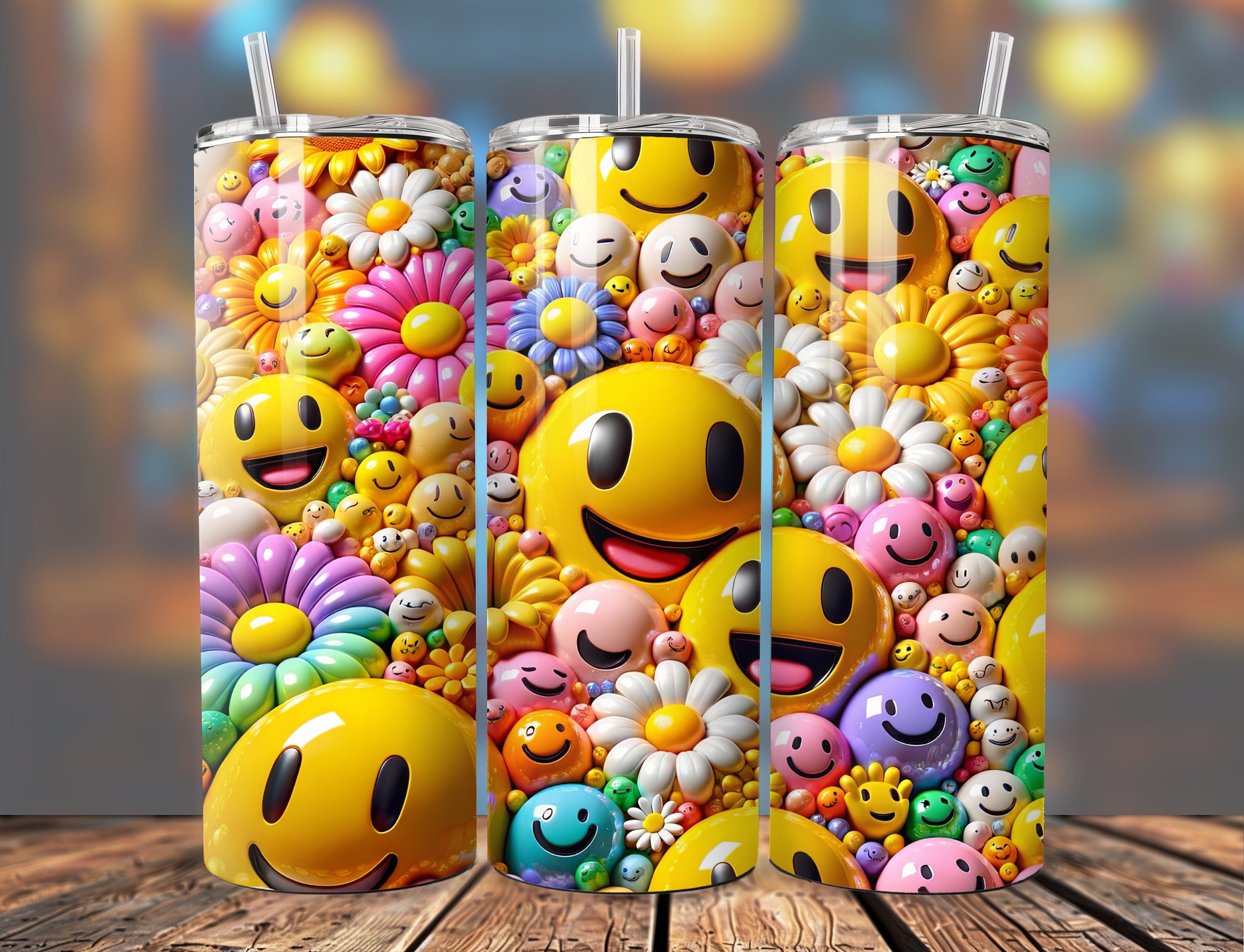 3D Smile Face Tumbler Design, 3D Inflated Flowers Tumbler Wrap,3d ...