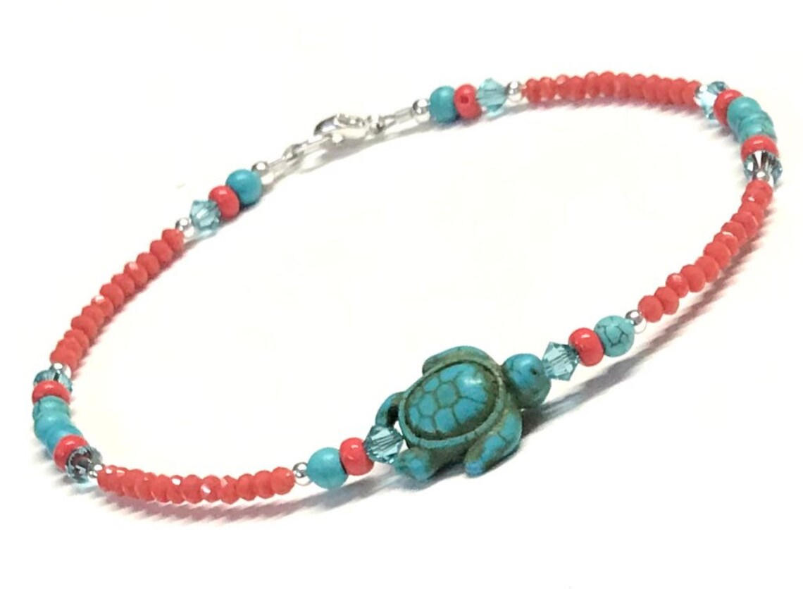 Sea Turtle Anklet Sea Turtle Ankle Bracelet Beachy Anklet | Etsy