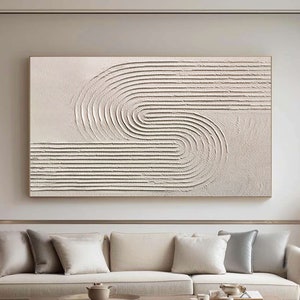 Beige 3D Textured Painting Beige Abstract Art Large Canvas Wall Art ...