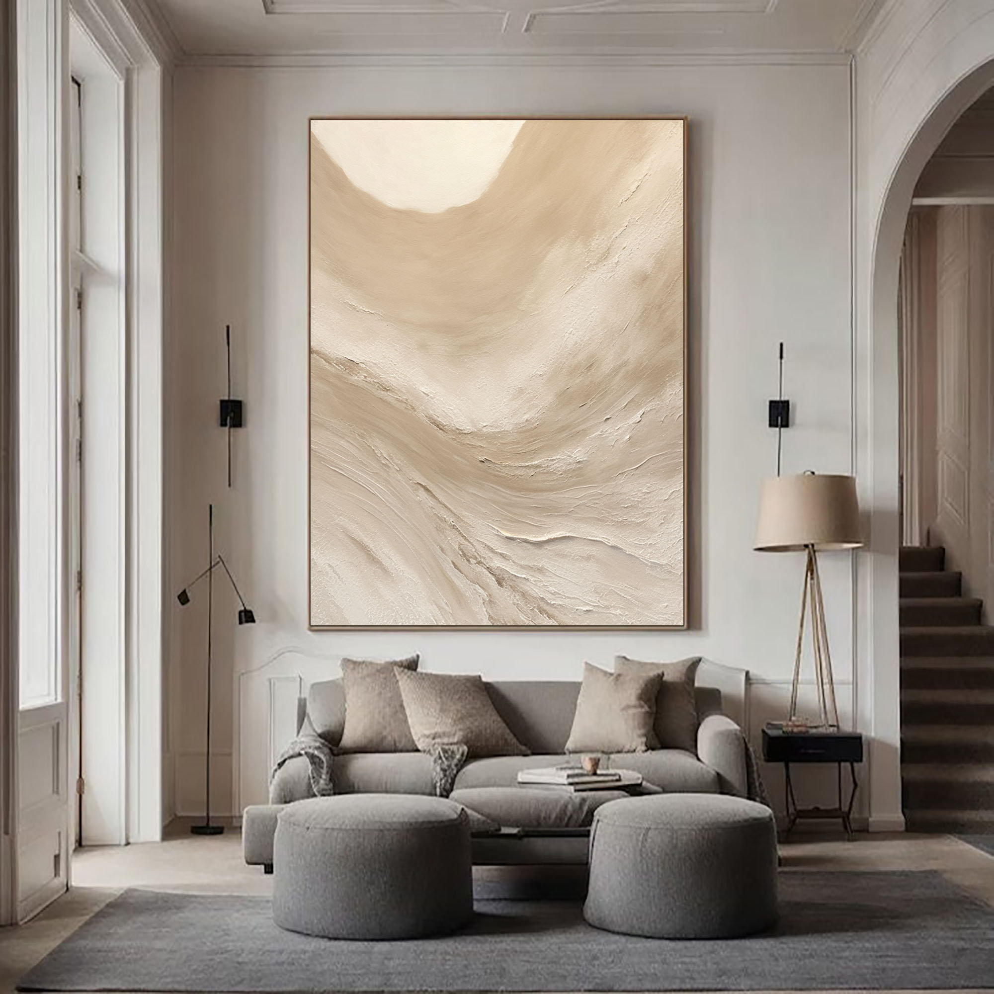 Beige Abstract Art Beige Texture Painting Wabi Sabi Wall Art Minimalist ...