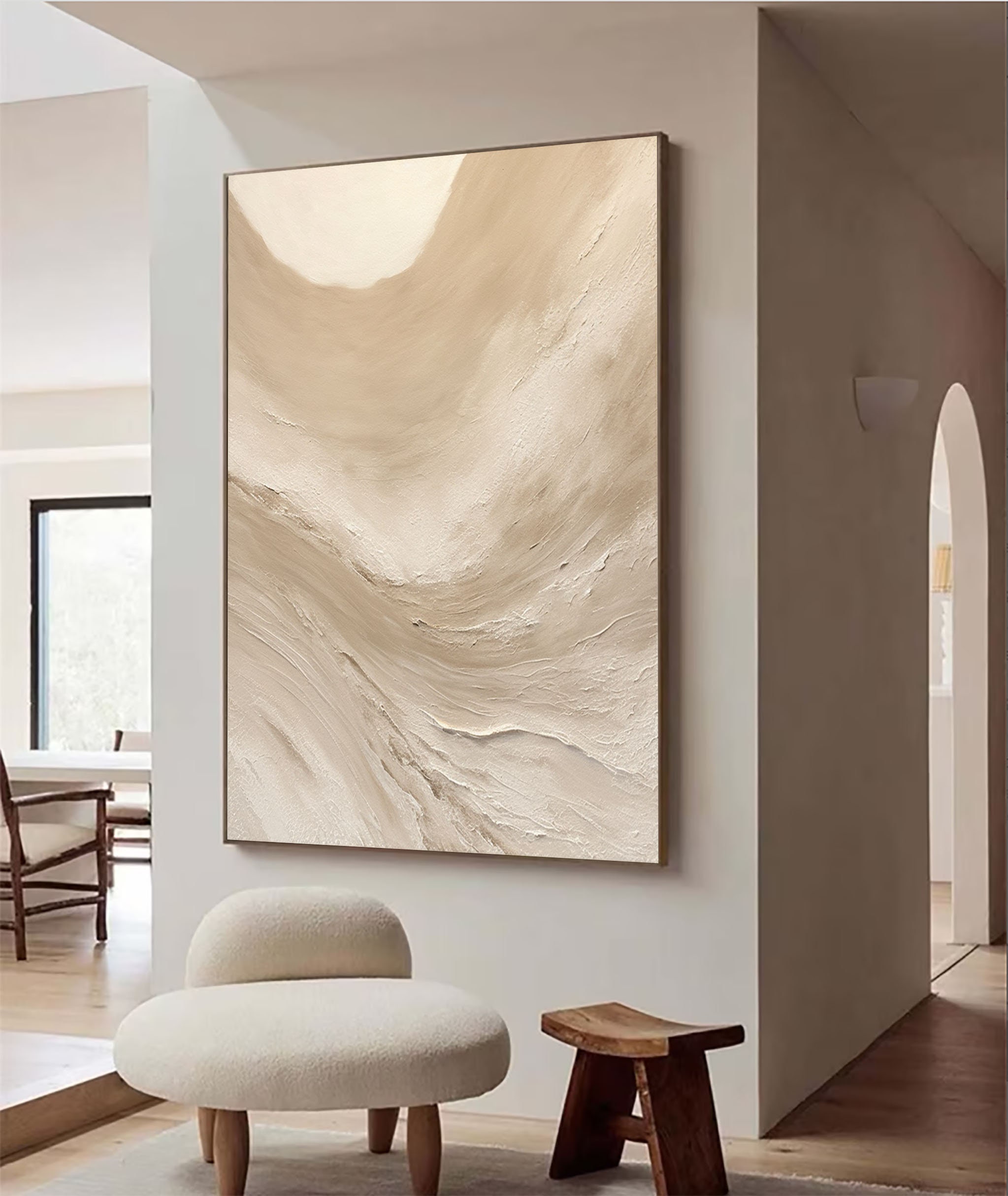 Beige Abstract Art Beige Texture Painting Wabi Sabi Wall Art Minimalist ...