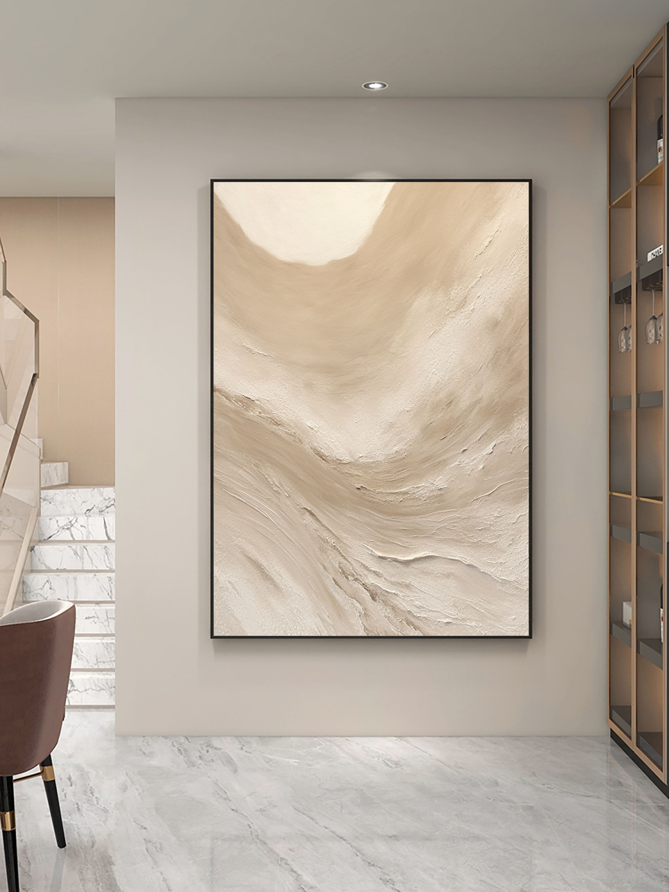 Beige Abstract Art Beige Texture Painting Wabi Sabi Wall Art Minimalist ...