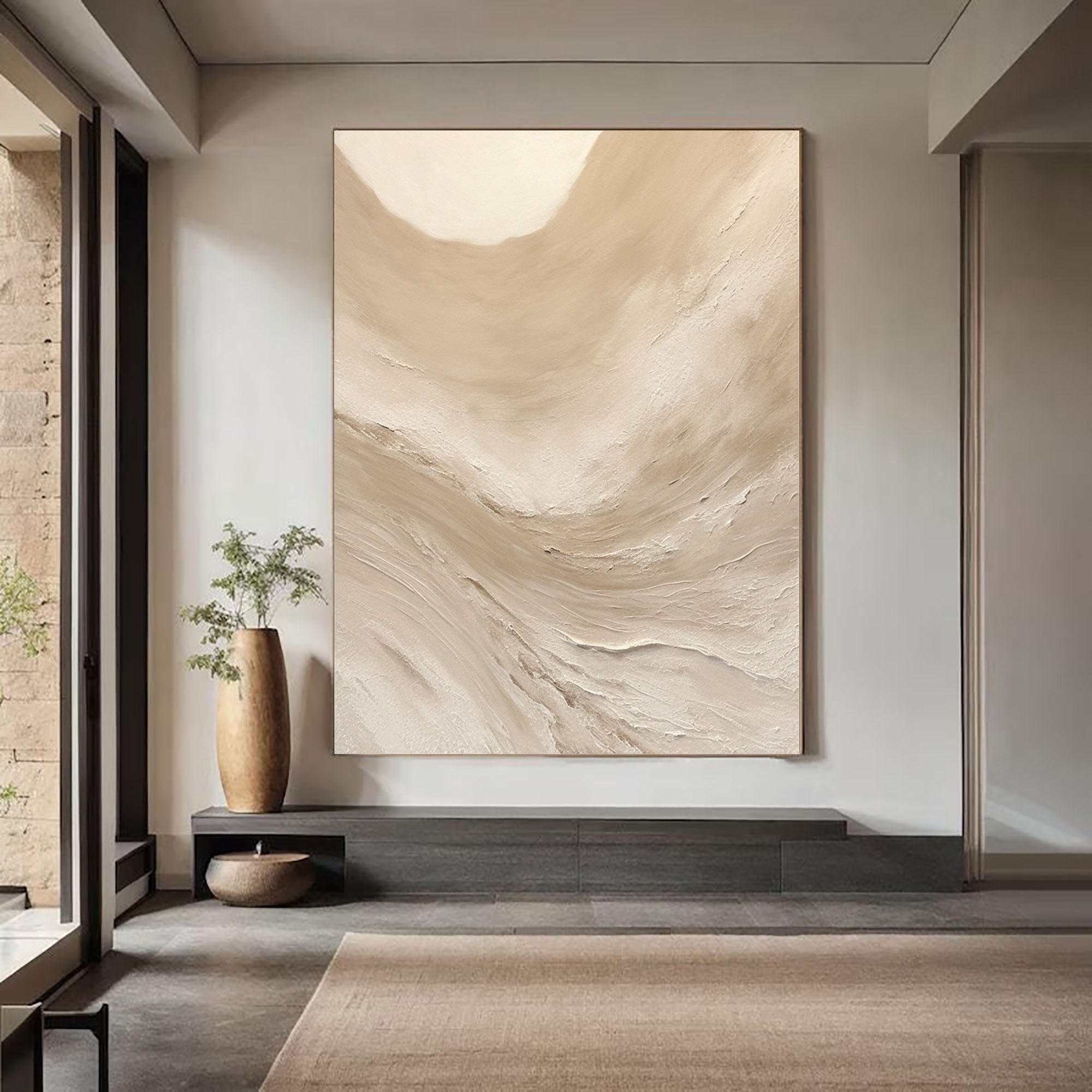 Beige Abstract Art Beige Texture Painting Wabi Sabi Wall Art Minimalist ...