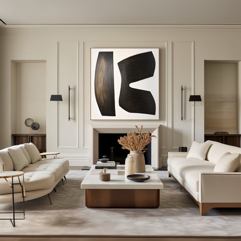 Large Square Canvas Paintings,black and White Texture Wall Art ...