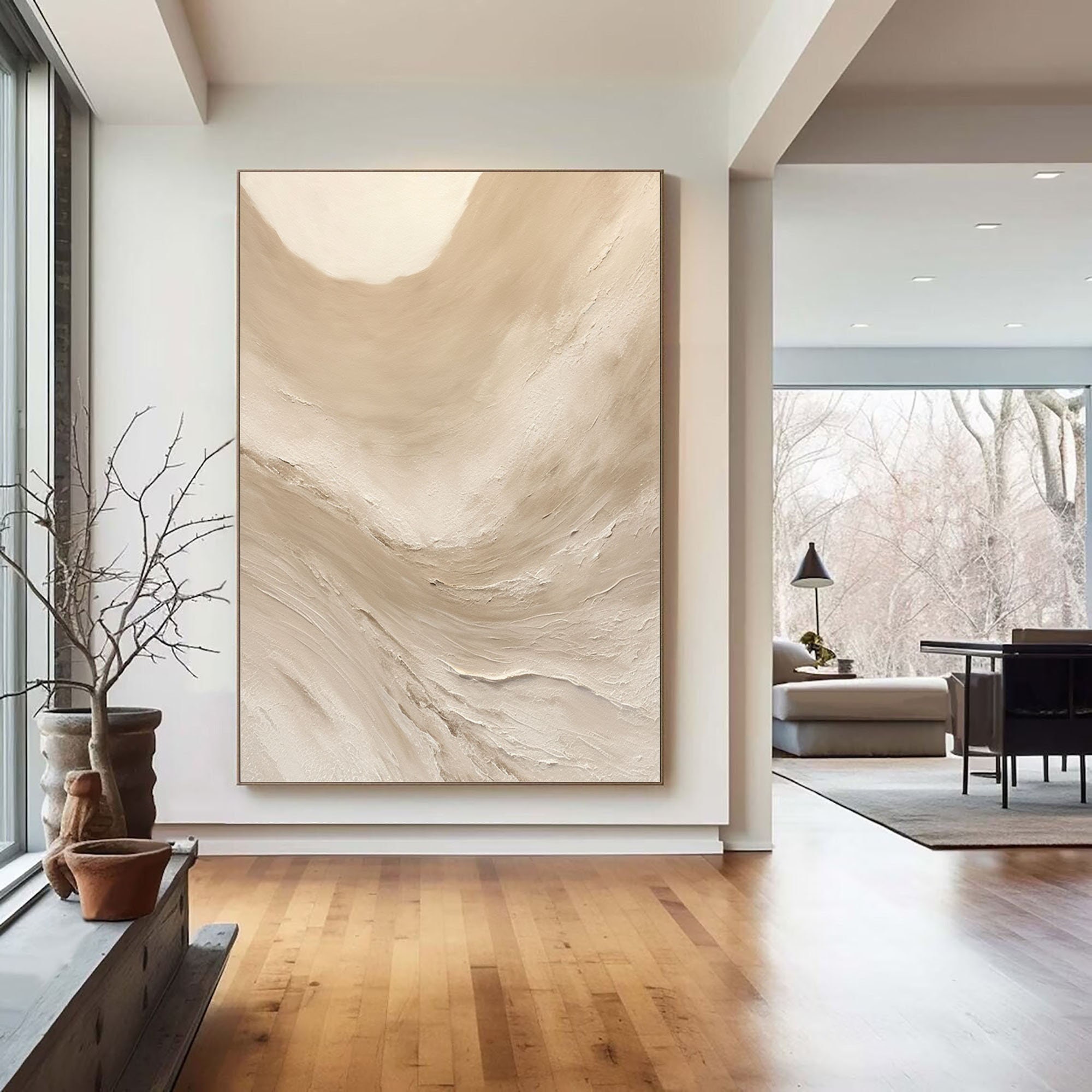 Beige Abstract Art Beige Texture Painting Wabi Sabi Wall Art Minimalist ...