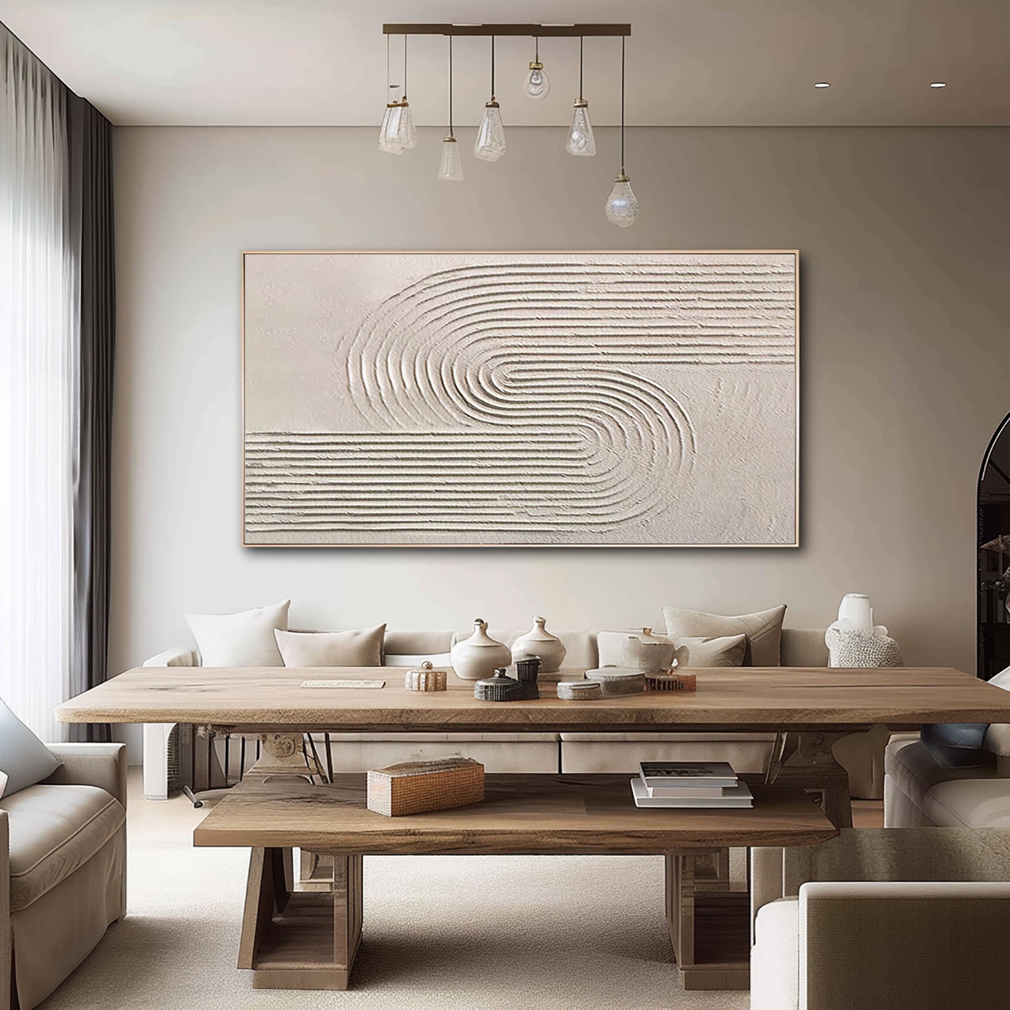 Beige 3D Textured Painting Beige Abstract Art Large Canvas Wall Art ...