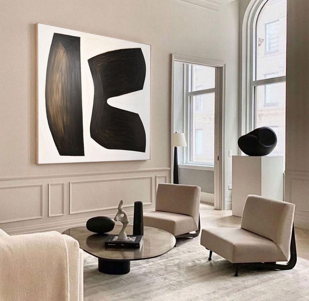 Large Square Canvas Paintings,black and White Texture Wall Art ...
