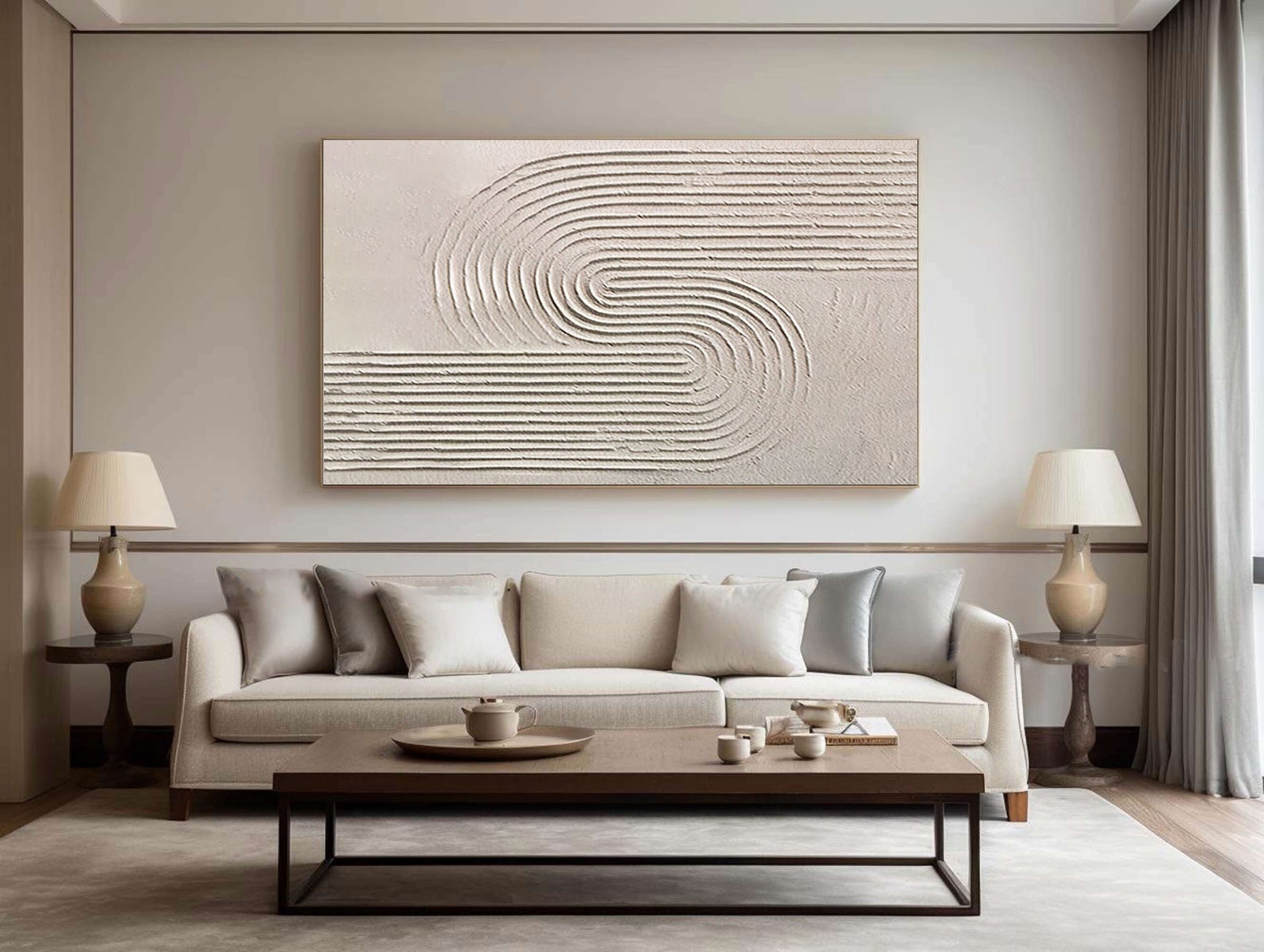Beige 3D Textured Painting Beige Abstract Art Large Canvas Wall Art ...