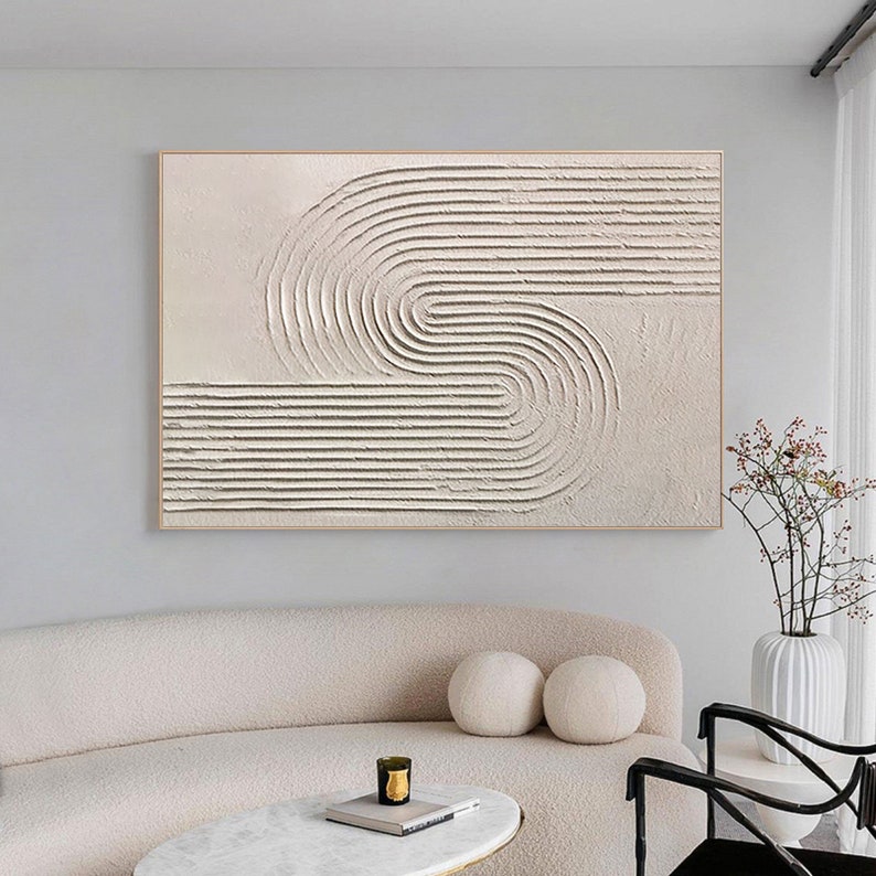 Beige 3D Textured Painting Beige Abstract Art Large Canvas Wall Art ...