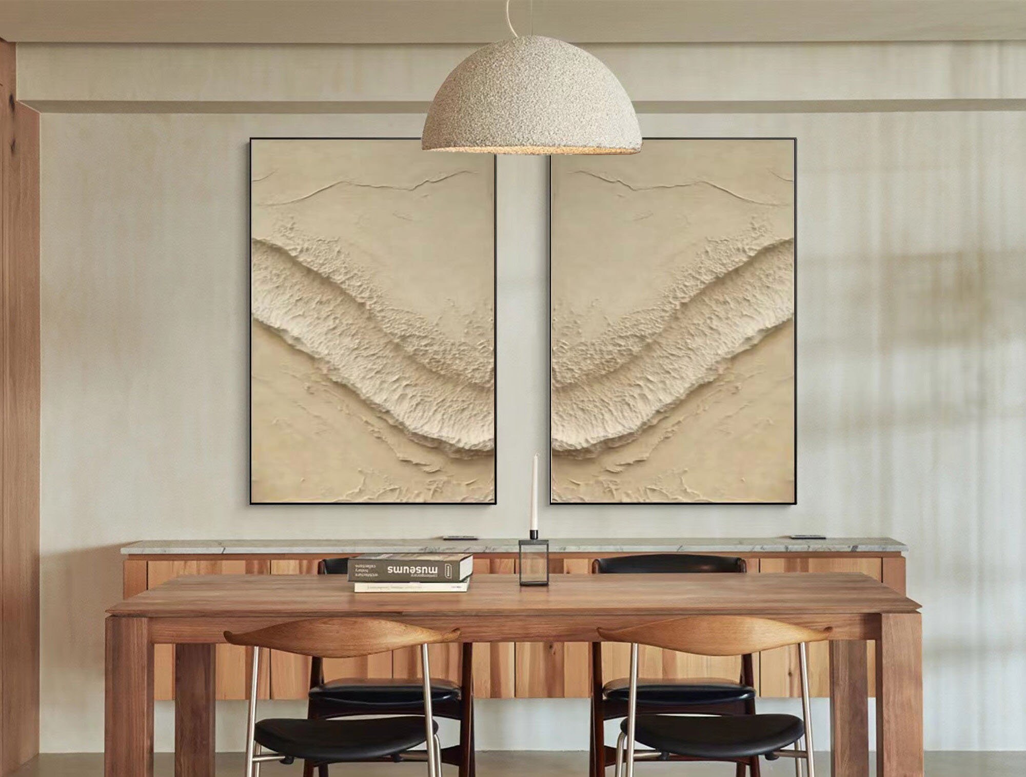 Beige Abstract Art Beige 3D Texture Painting Set of 2 Beige Abstract ...