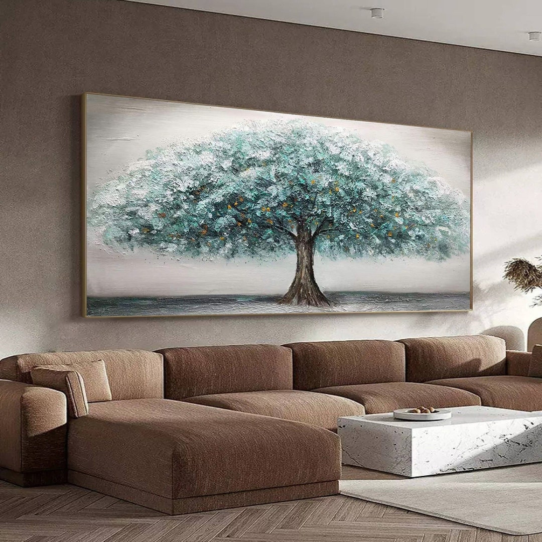 Modern Abstract Tree Painting Blue Tree Painting Abstract Tree Art ...