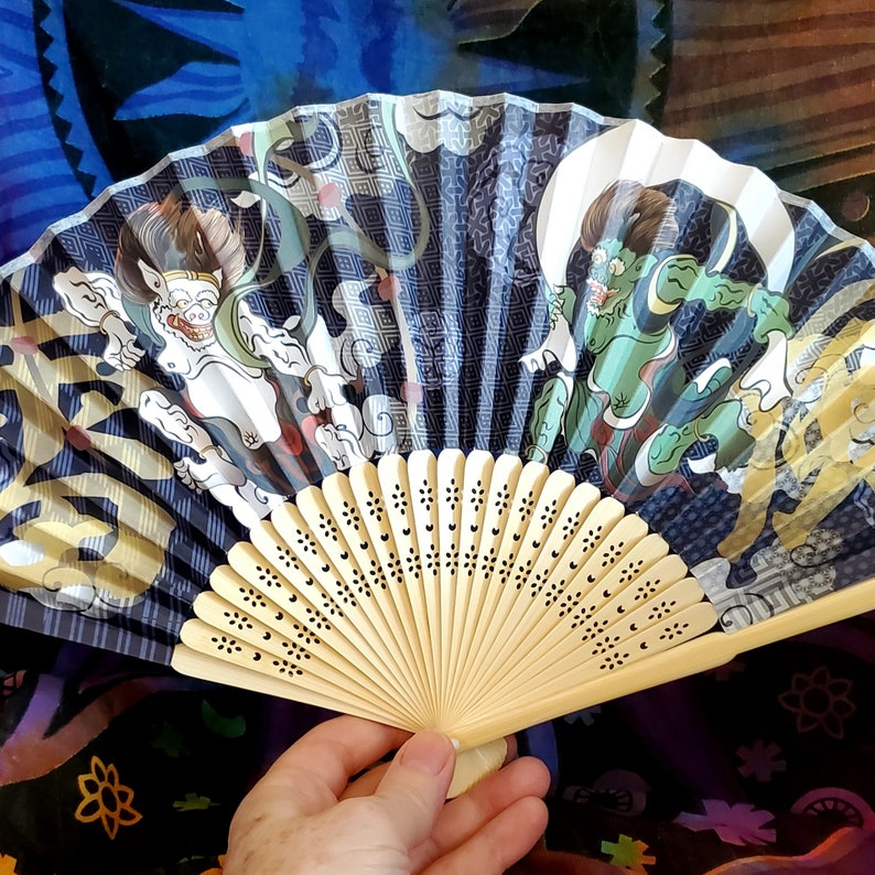 Japanese Oni Folding Fan, Silk Samurai Style, Halloween Accessory - Etsy