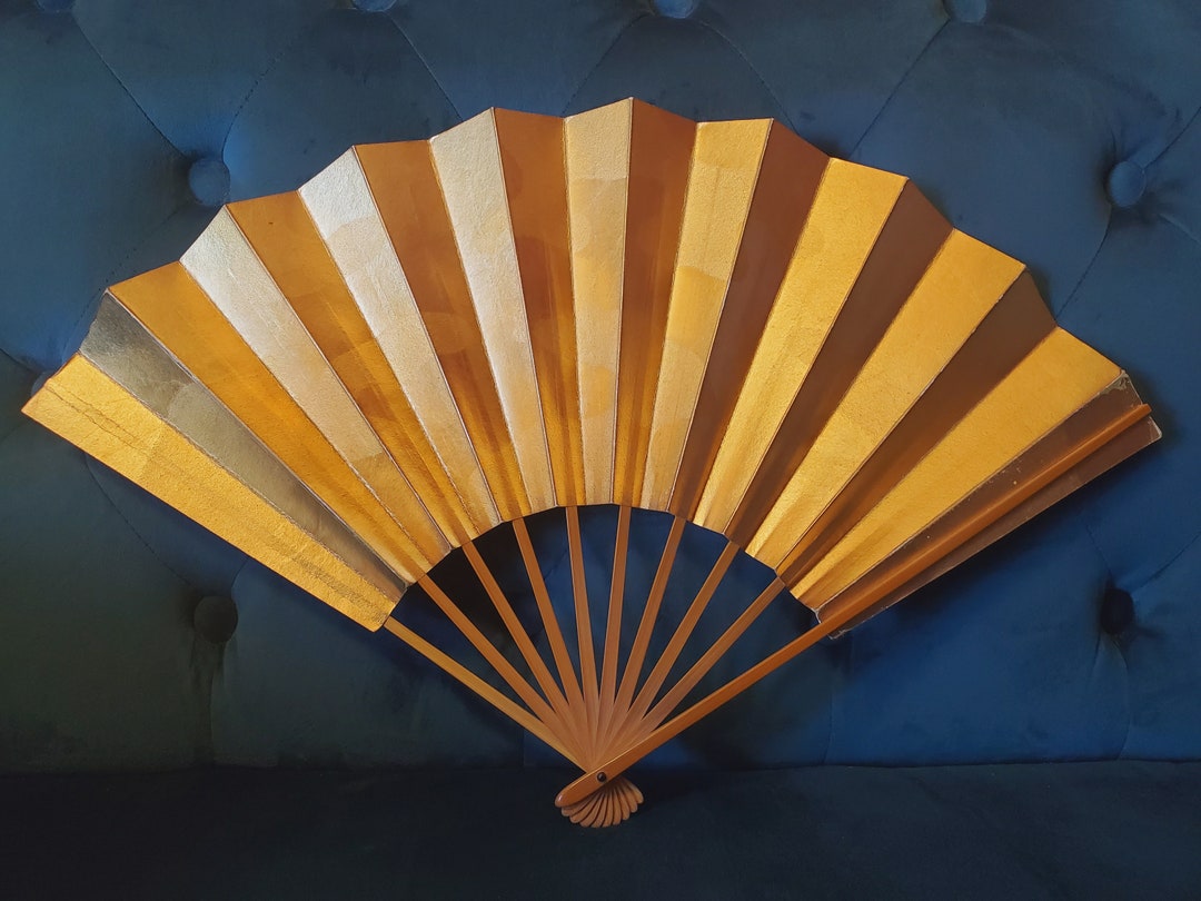 Japanese Folding Fan, Vintage Gold Mai-ogi Dance Fan, Japan Sensu Nihon ...
