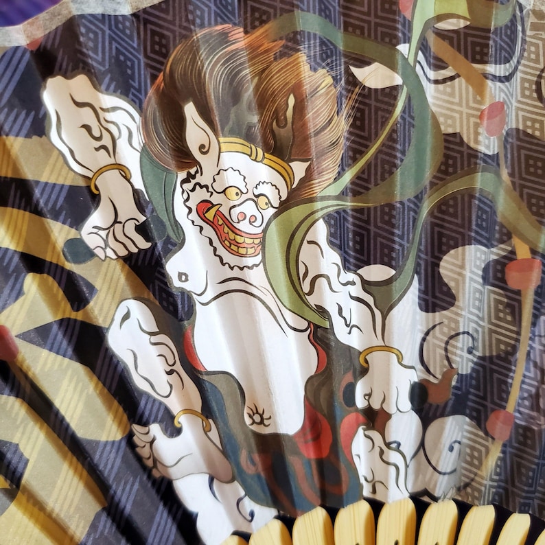 Japanese Oni Folding Fan, Silk Samurai Style, Halloween Accessory - Etsy