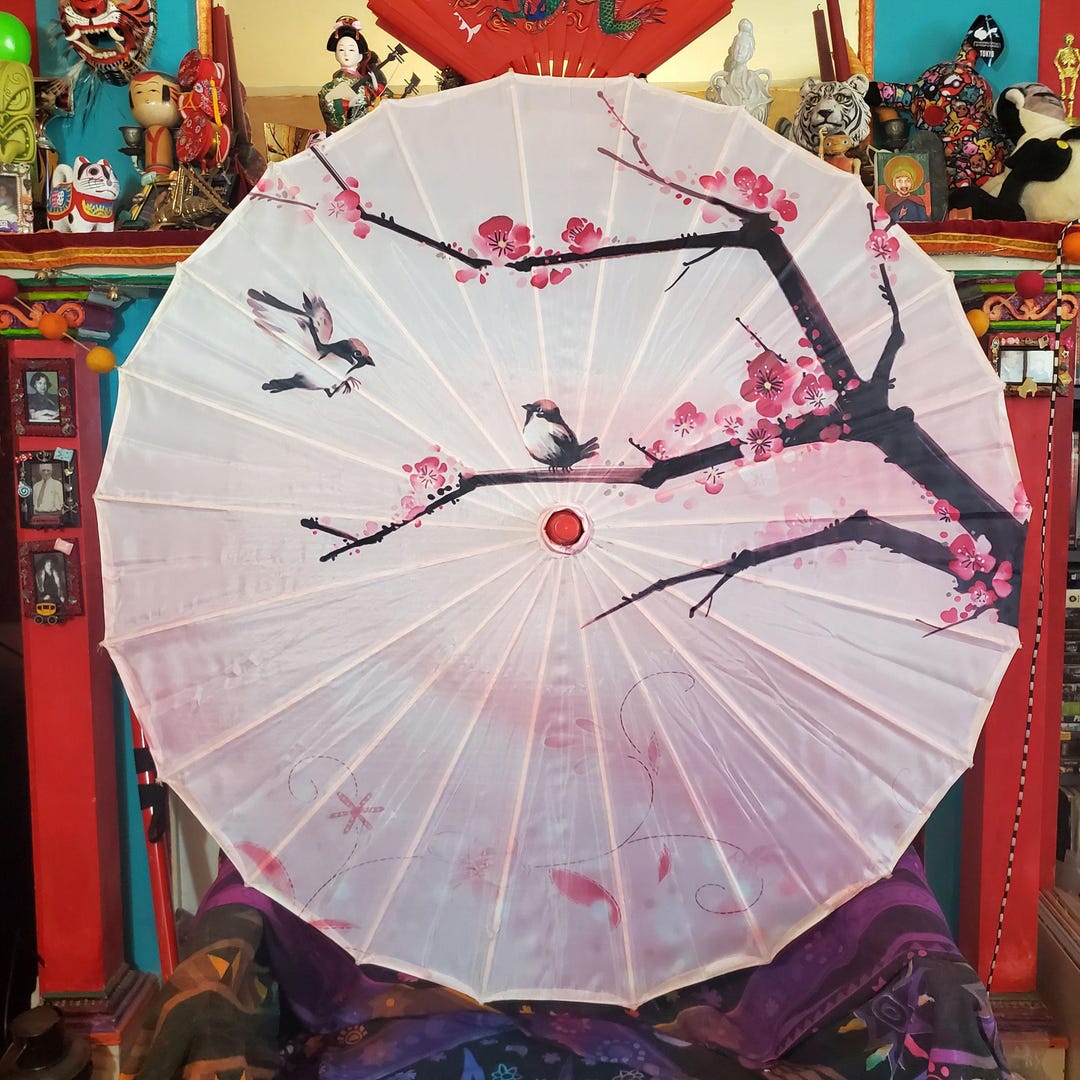 Asian Parasol, Wagasa Sun Umbrella, Birds Sakura Flowers, Wedding ...