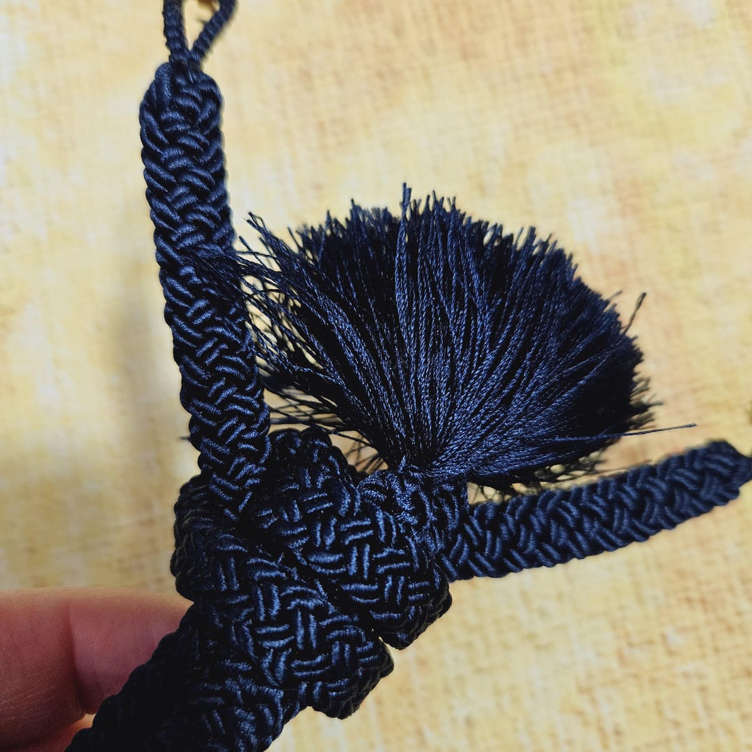 Mens Haori Himo, Vintage Japanese Dark Blue Silk Haorihimo, Kimono ...