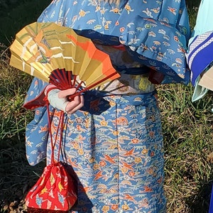 Rare Japanese Folding Fan, Vintage Mai Ogi Sensu, Gold Foil W/ Phoenix ...