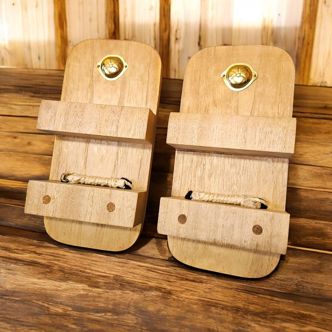 Japanese Men's Geta Wooden Sandals, Paulownia Wood W/ Black Velvet ...