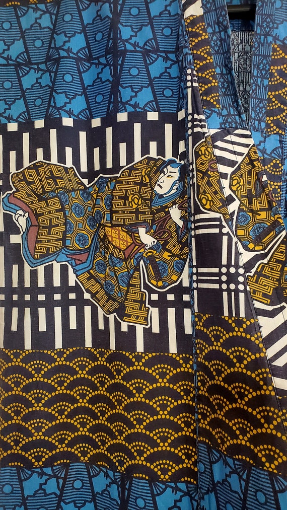 Rare Samurai Mens Yukata, Japanese Shogun Patchwork P… - Gem