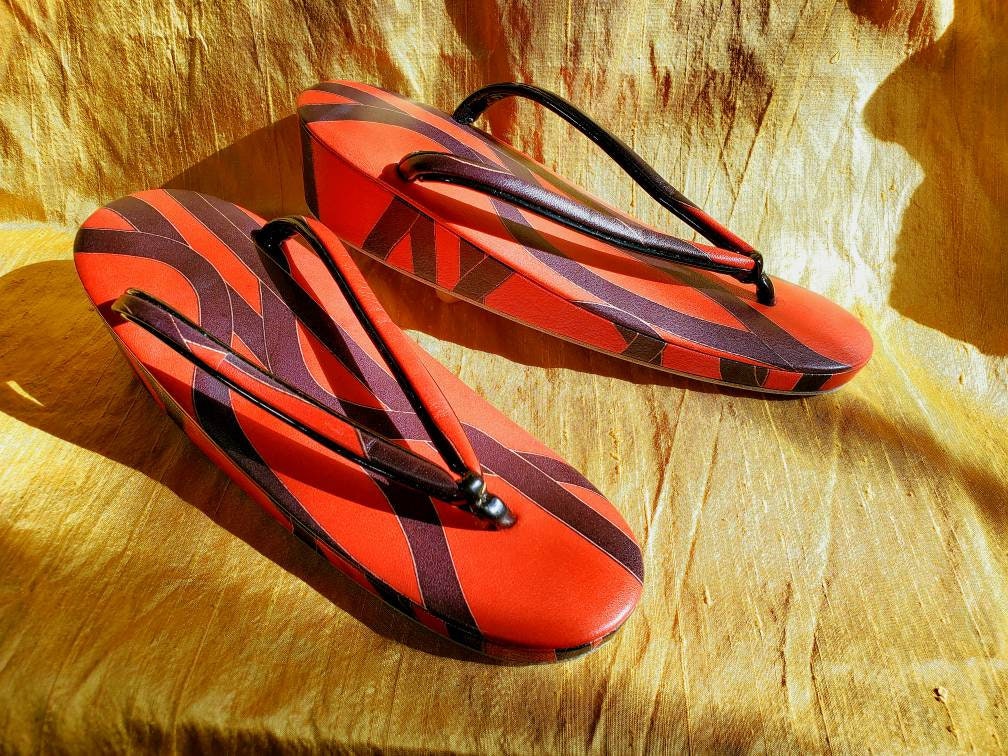 Stylish Matching Red Kimono Bag & Japanese Zori Sandals, Vintage ...