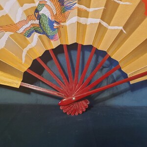Rare Japanese Folding Fan, Vintage Mai Ogi Sensu, Gold Foil W/ Phoenix ...