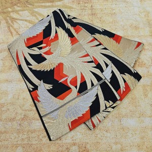 Stunning Vintage Japanese Silk Fukuro Obi, Phoenix Birds Taisho Kimono ...