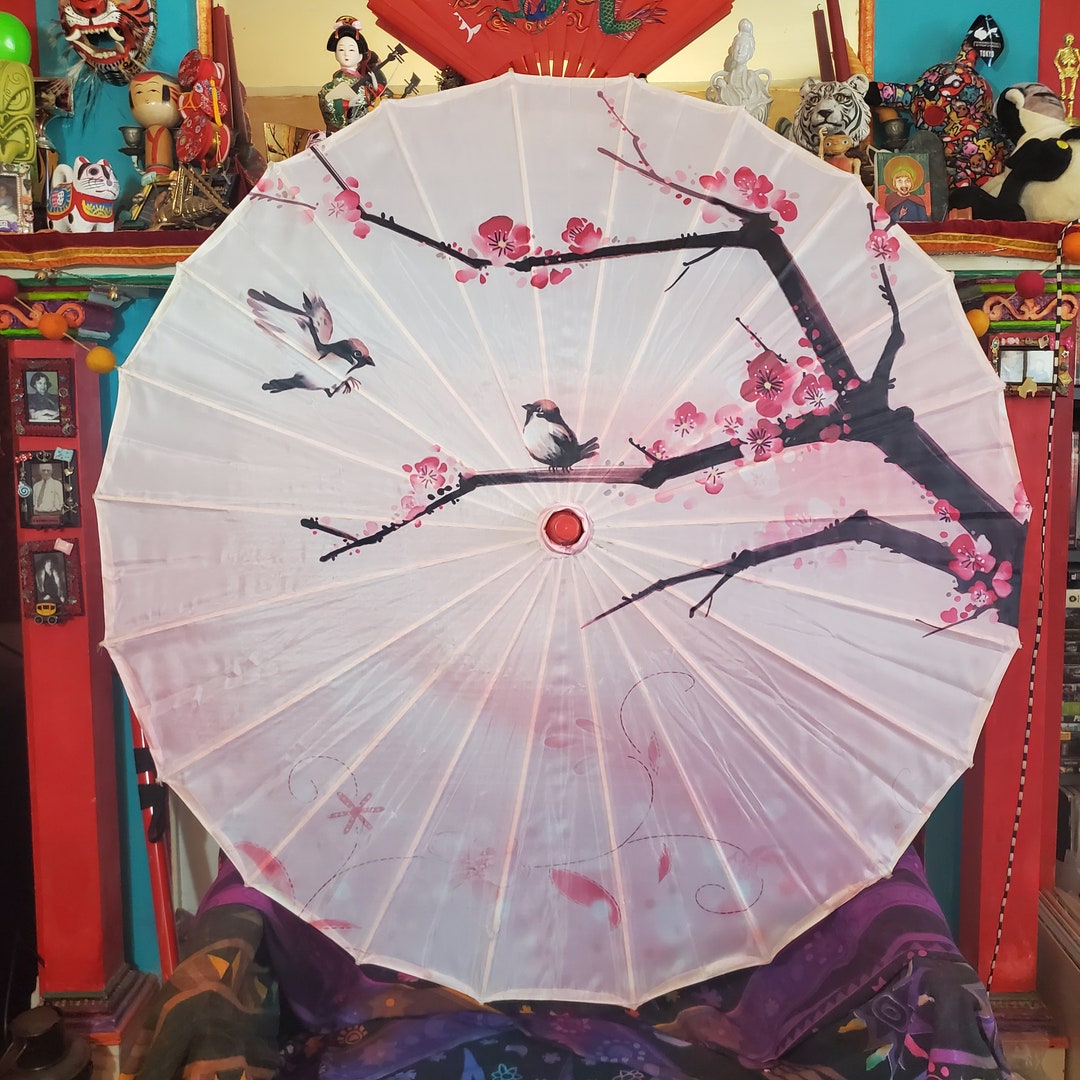 Asian Parasol, Wagasa Sun Umbrella, Birds Sakura Flowers, Wedding ...